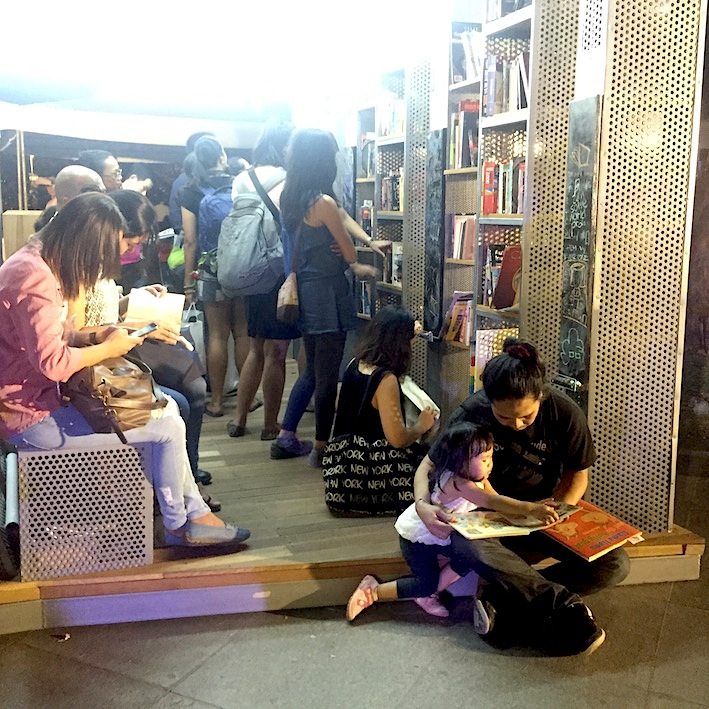 Exit through the book stop